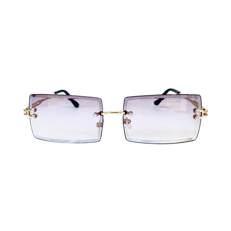 Trendy Vintage Rectangle Rimless Sunglasses- Frameless Square ...
