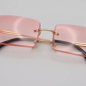 Trendy Vintage Rectangle Rimless Sunglasses- Frameless Square ...