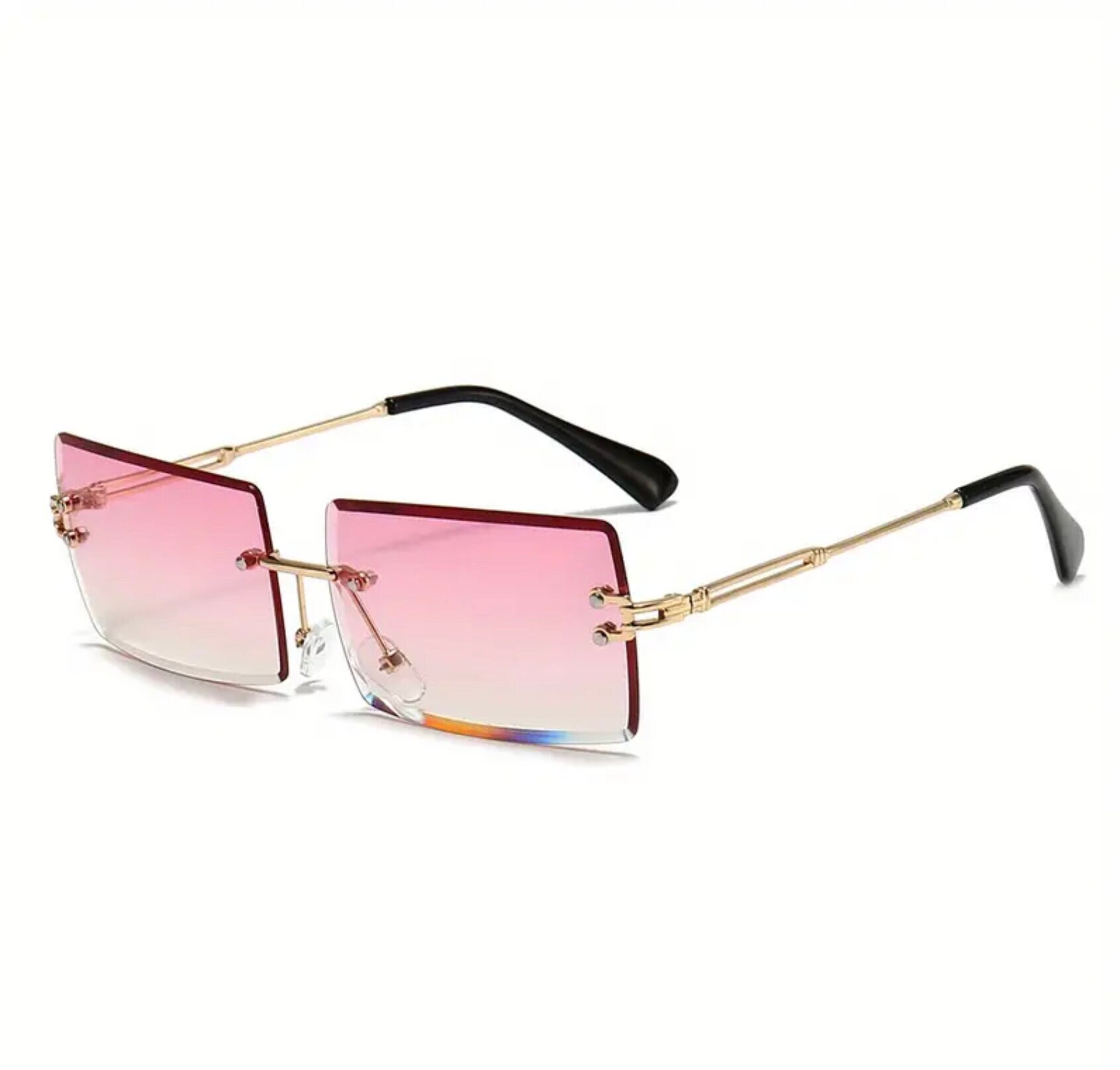 Trendy Vintage Rectangle Rimless Sunglasses Frameless Square Sunglasses ...