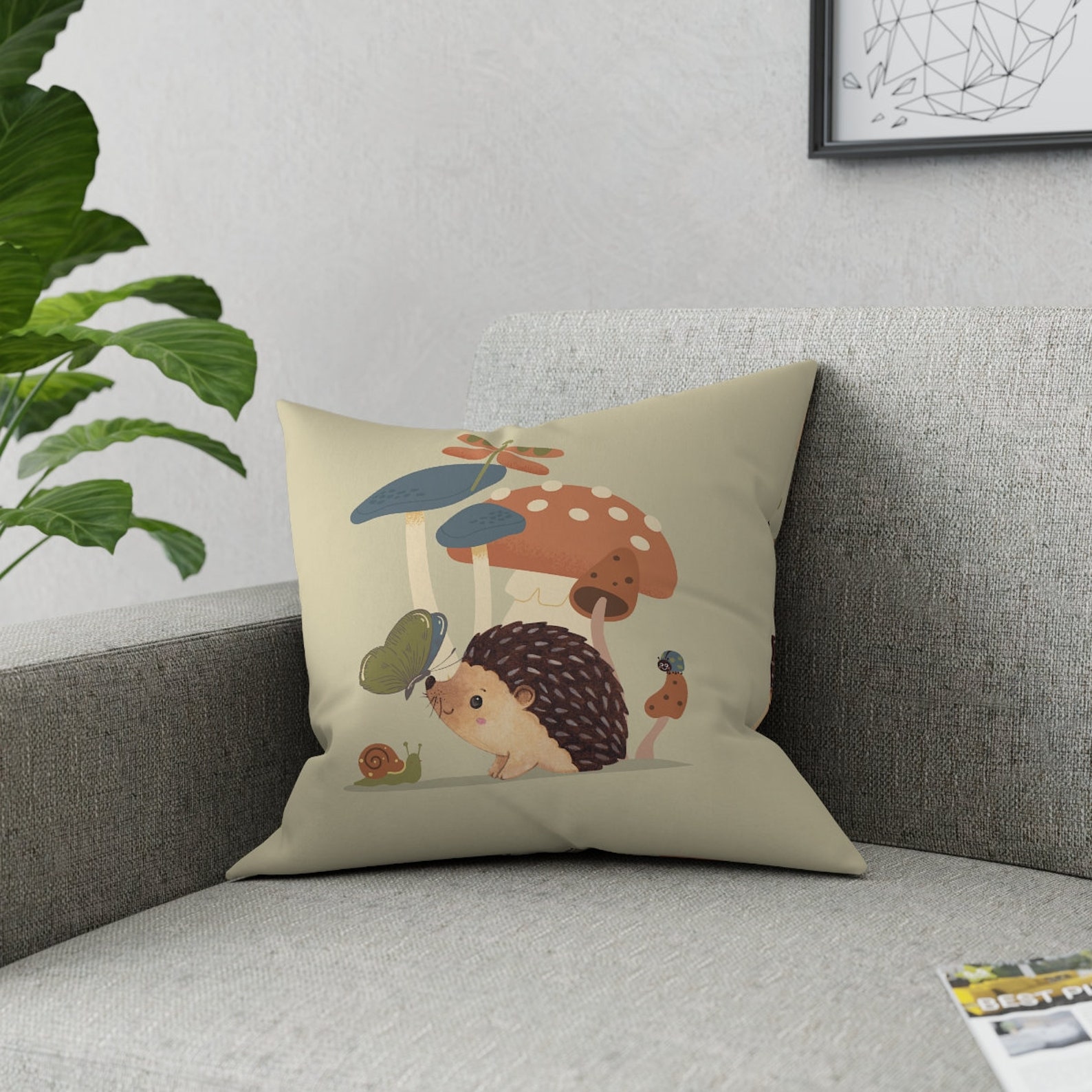 Cottagecore Hedgehog Throw Pillow, Outdoor Pillow, Cottagecore Decor ...