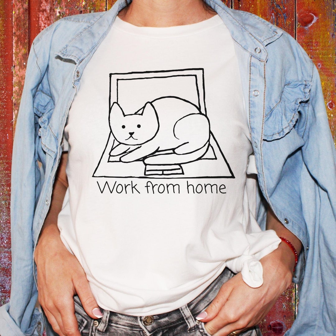 Work From Home Cat Shirt, WFH Shirt, Funny Home Shirt, Cat Lover, Cat ...