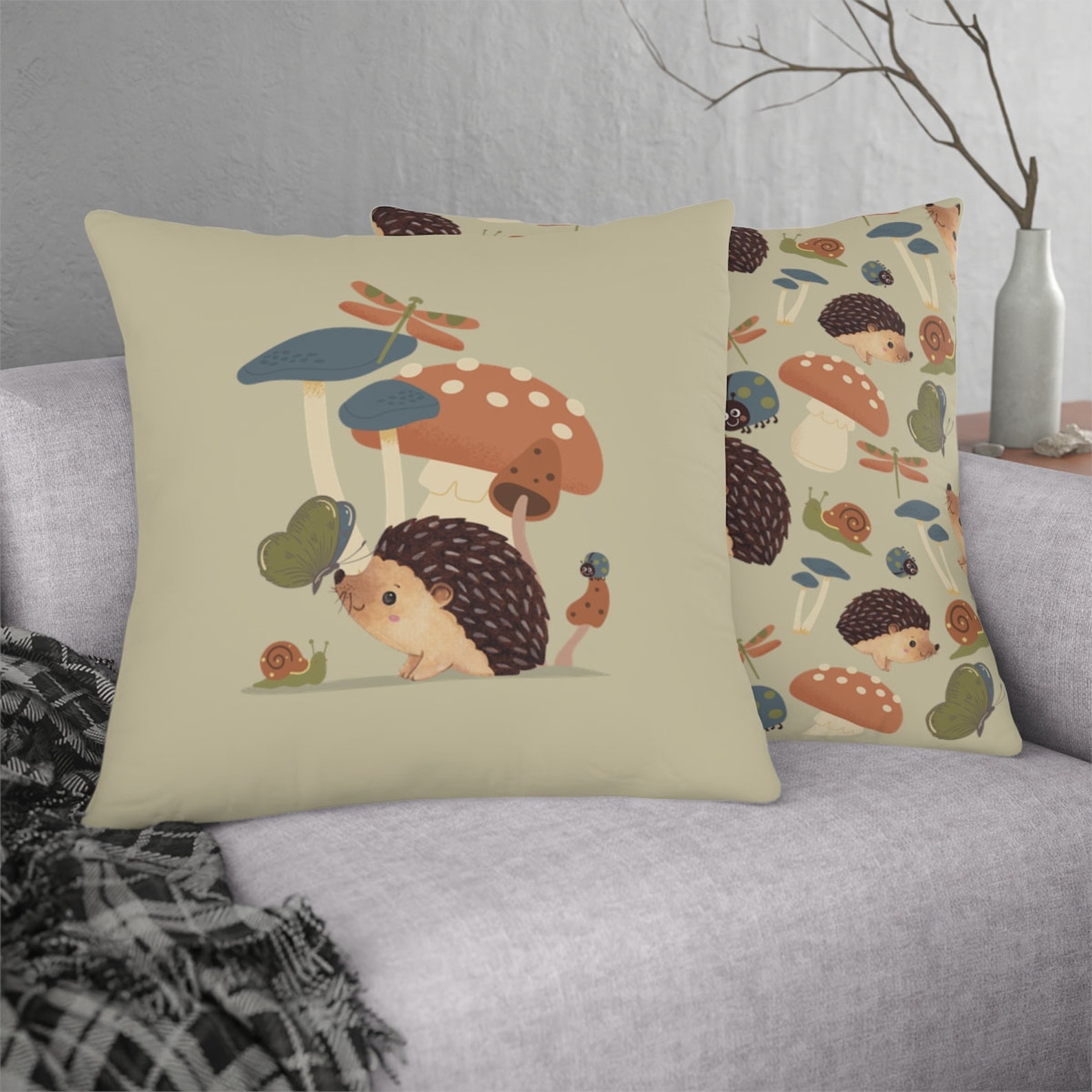 Cottagecore Hedgehog Throw Pillow, Outdoor Pillow, Cottagecore Decor ...