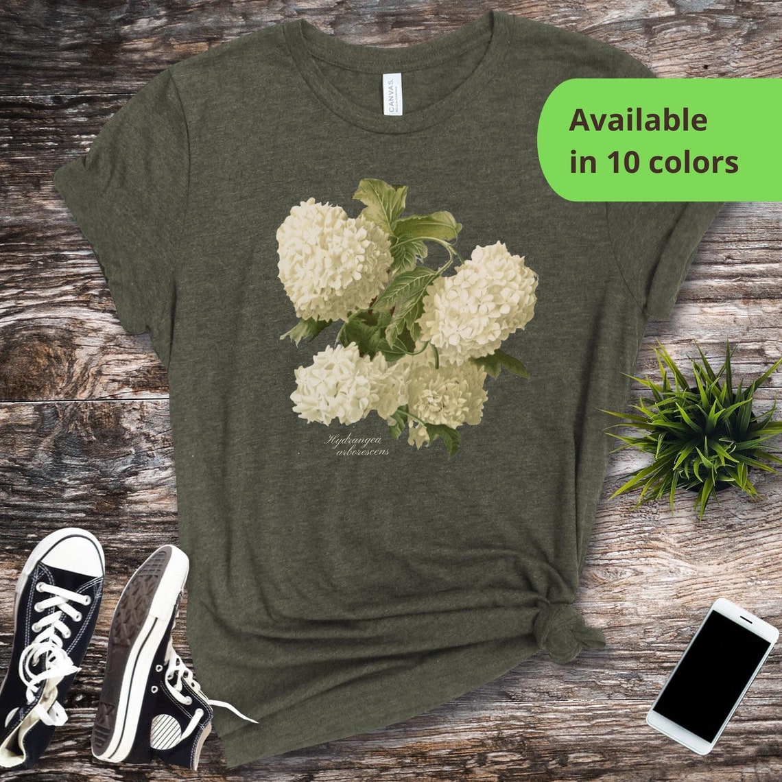 Vintage White Hydrangea Shirt, Vintage Botanical Flower Shirt for ...