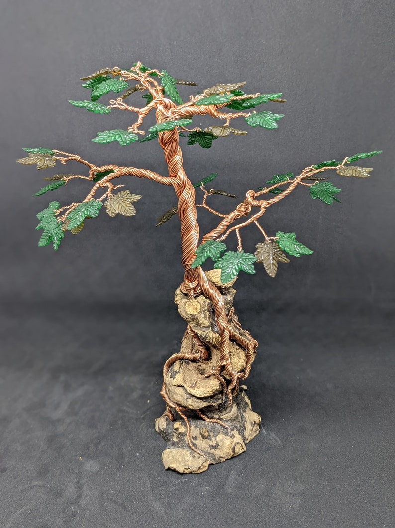 Copper Wire Tree With Green Leaves on Root - Etsy