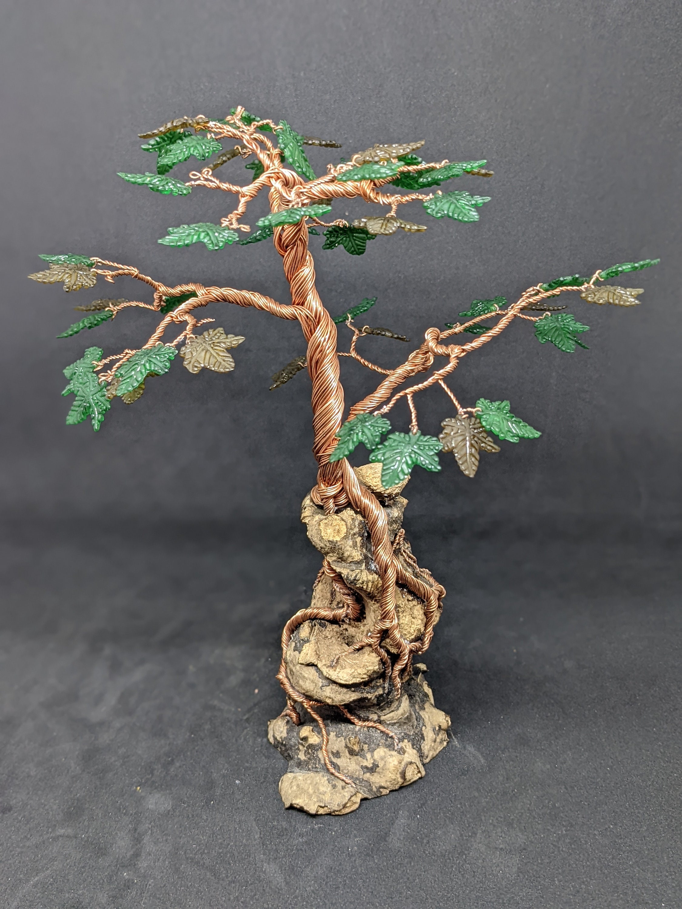 Copper Wire Tree With Green Leaves on Root - Etsy