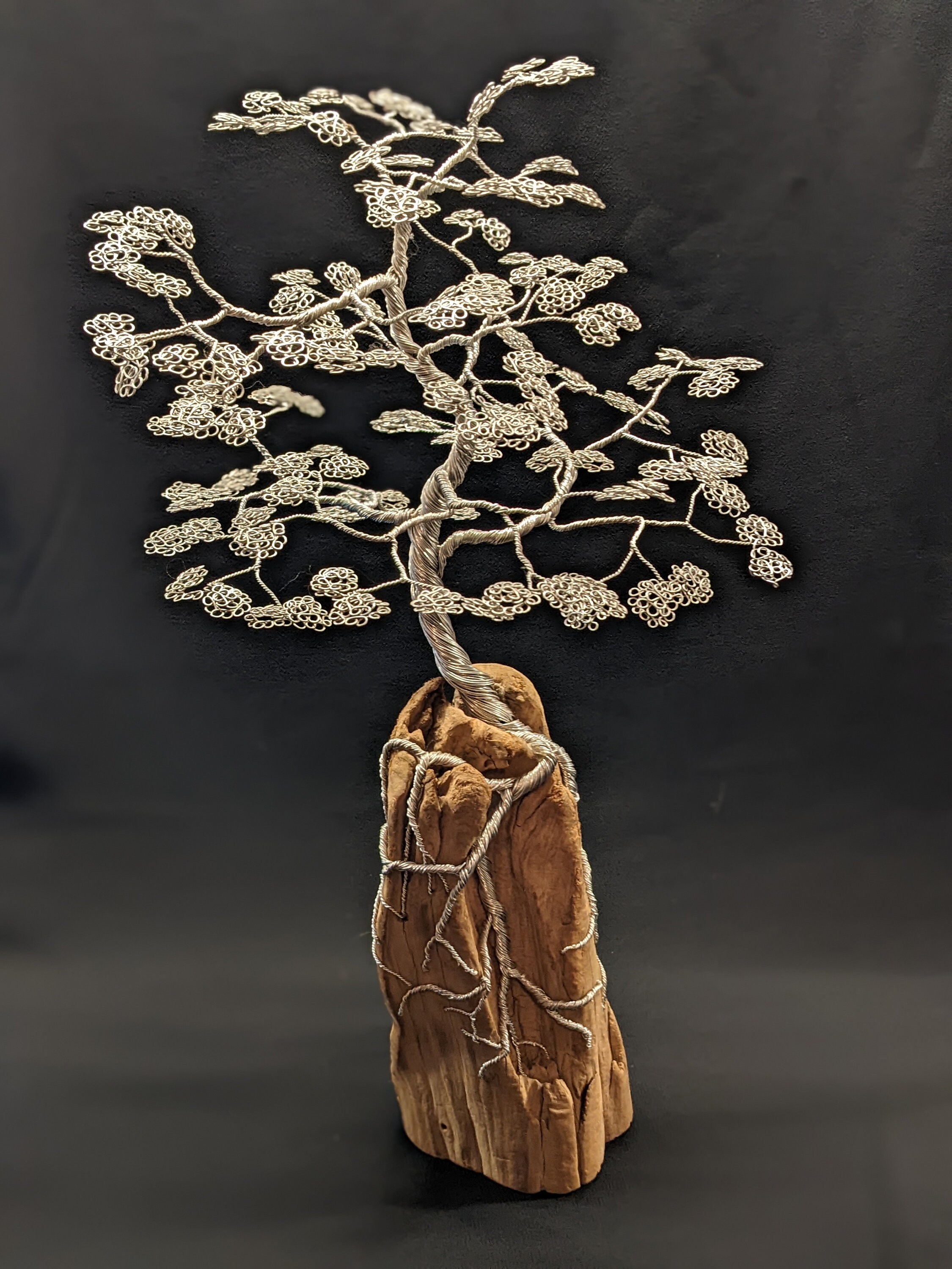 Large Silver Wire Tree on Driftwood Stand - Etsy