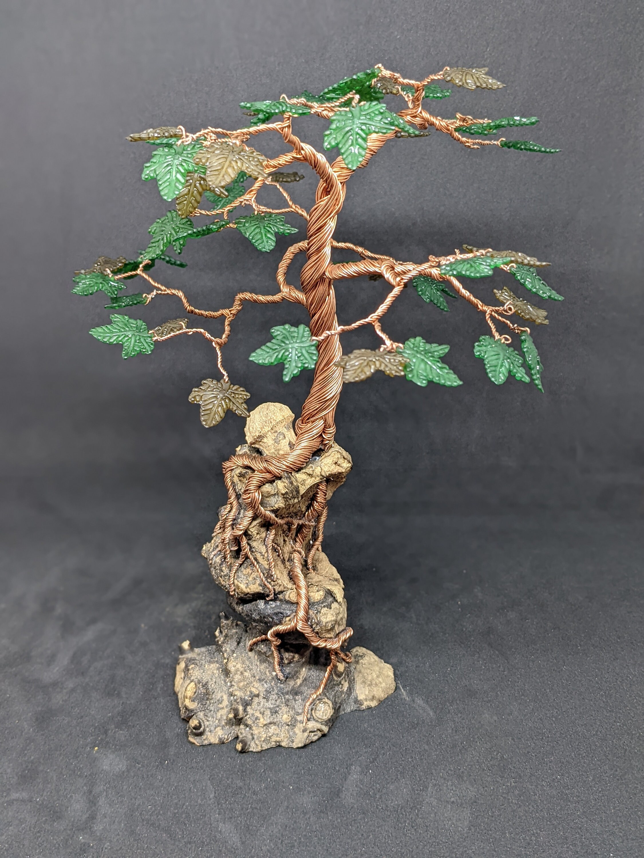 Copper Wire Tree With Green Leaves on Root - Etsy