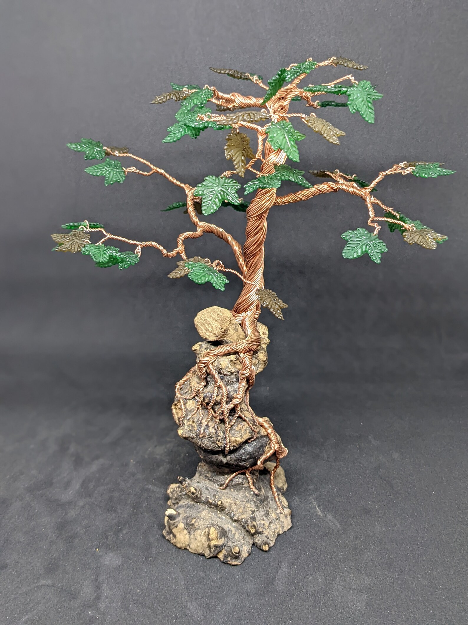 Copper Wire Tree With Green Leaves on Root - Etsy