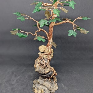 Copper Wire Tree With Green Leaves on Root - Etsy