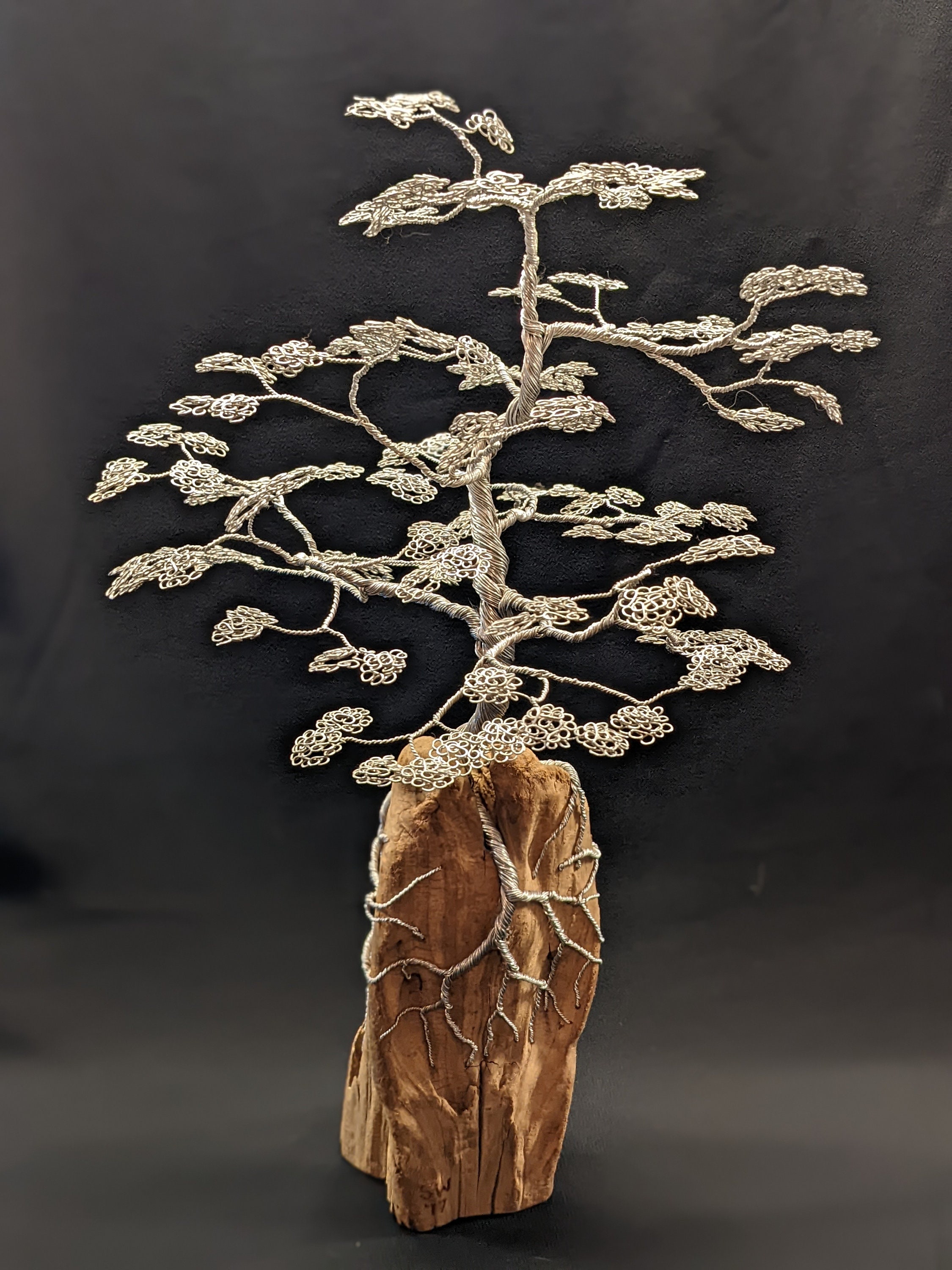 Large Silver Wire Tree on Driftwood Stand - Etsy