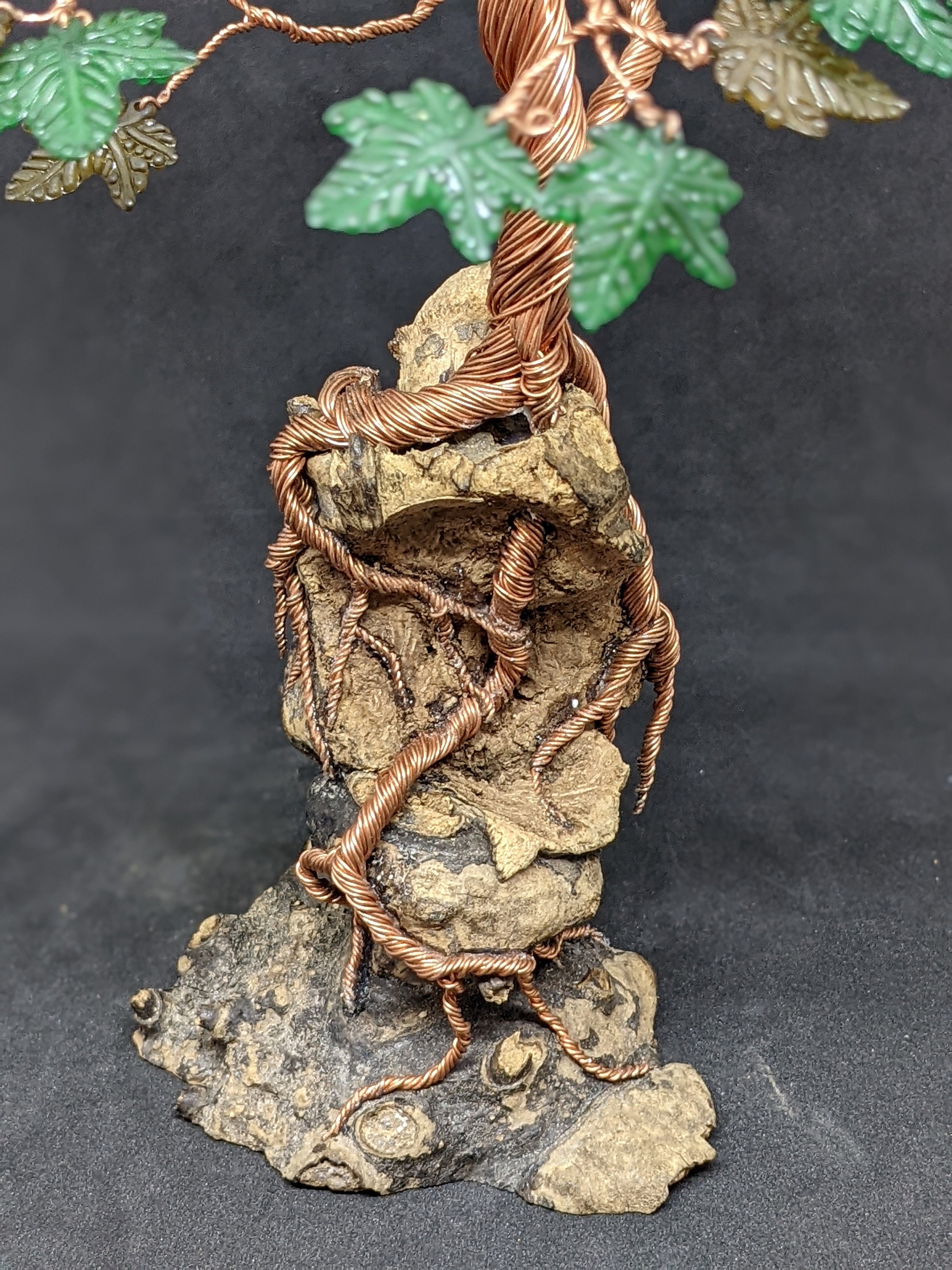 Copper Wire Tree With Green Leaves on Root - Etsy