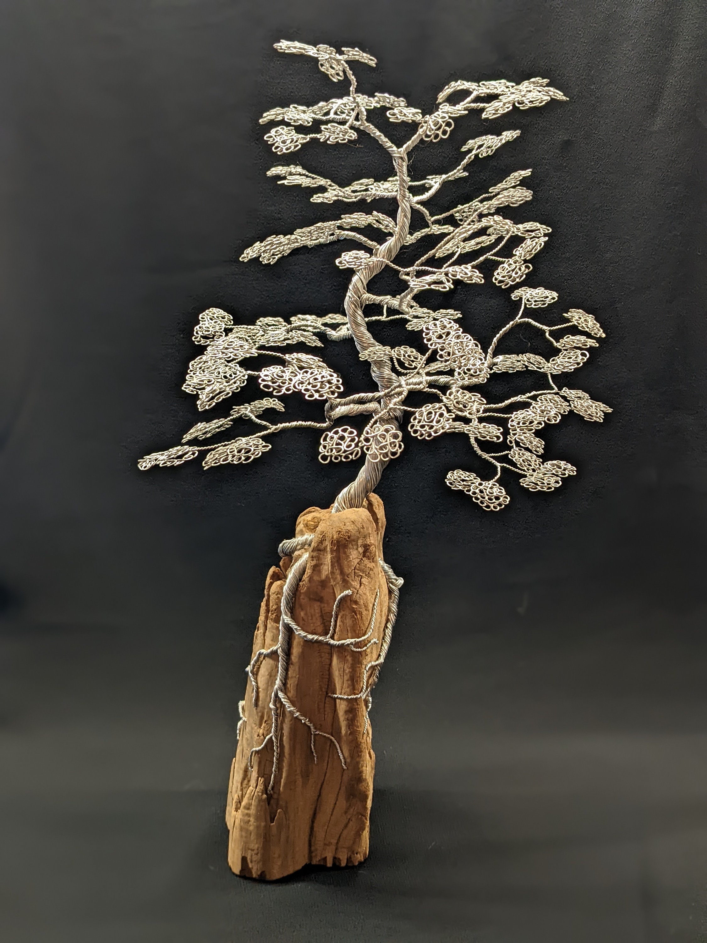 Large Silver Wire Tree on Driftwood Stand - Etsy
