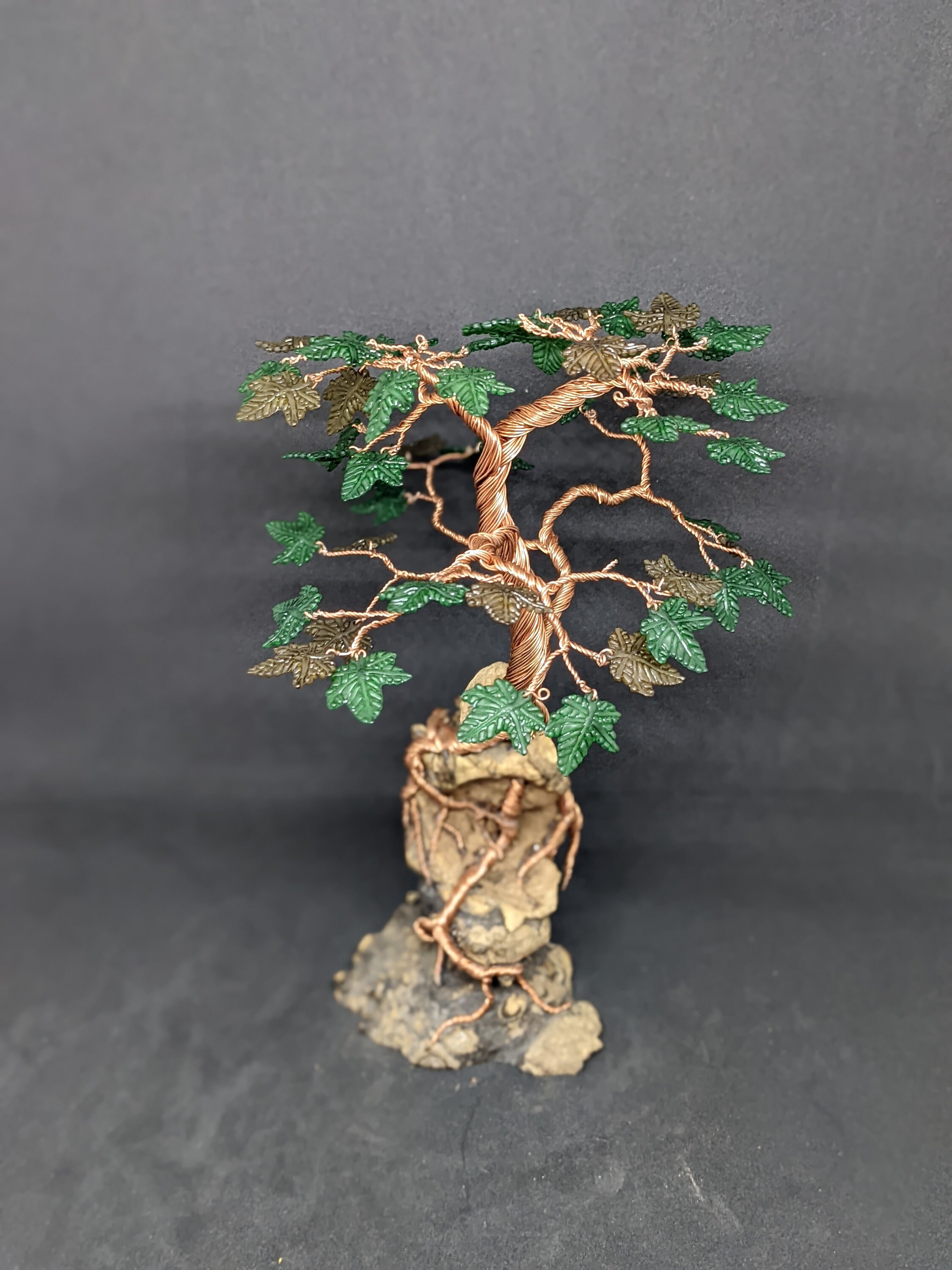 Copper Wire Tree With Green Leaves on Root - Etsy