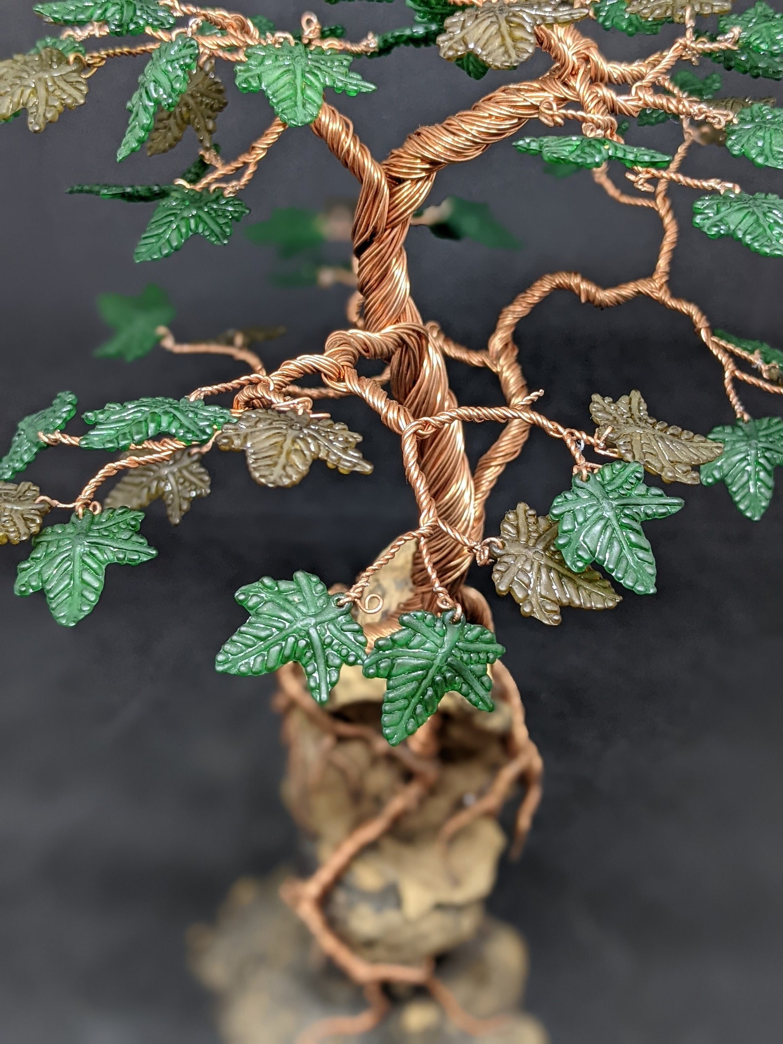 Copper Wire Tree With Green Leaves on Root - Etsy