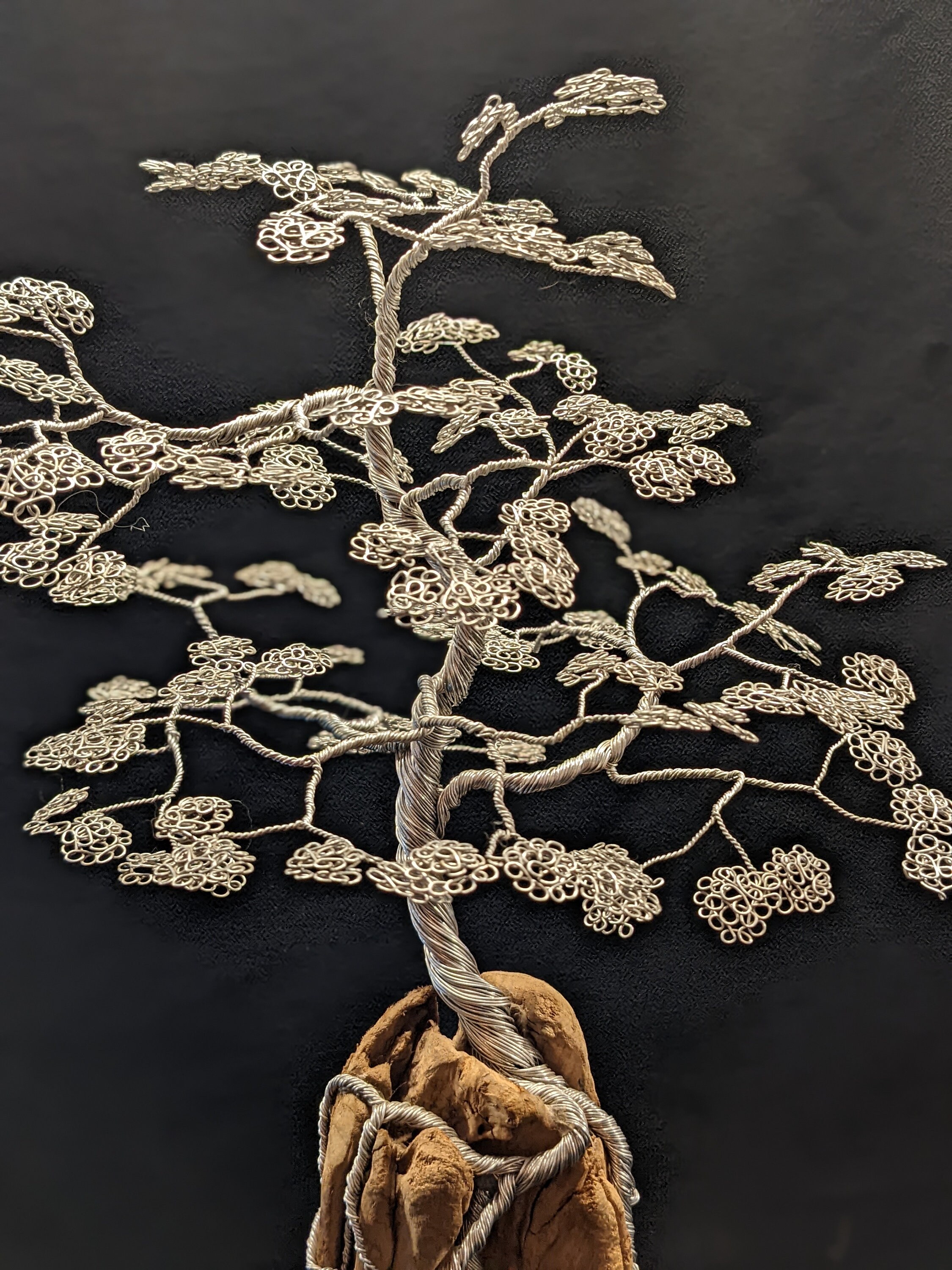 Large Silver Wire Tree on Driftwood Stand - Etsy