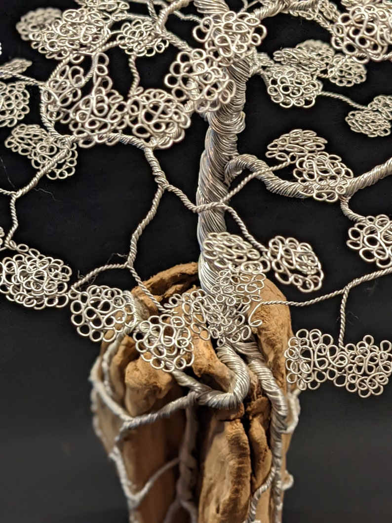 Large Silver Wire Tree on Driftwood Stand - Etsy