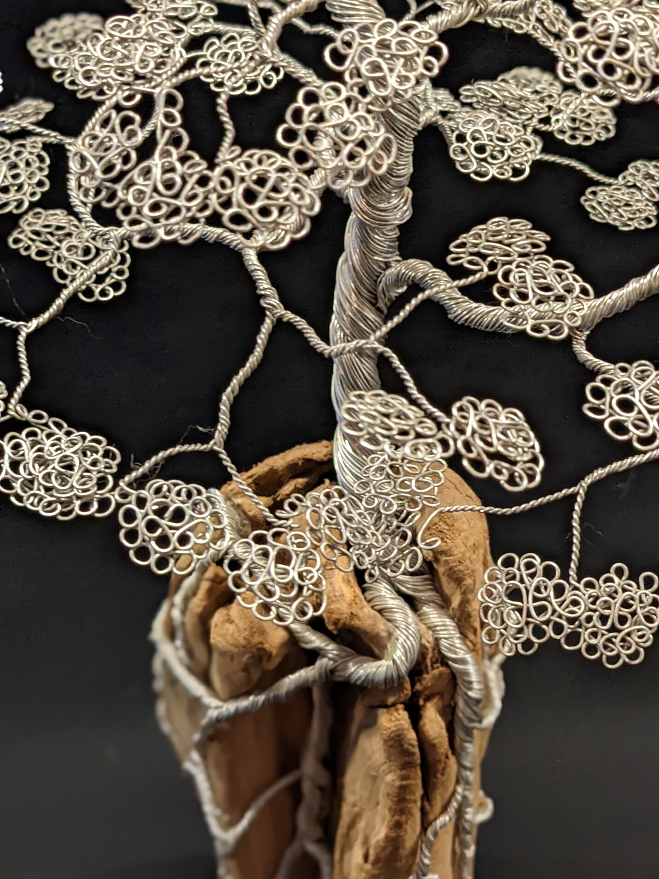 Large Silver Wire Tree on Driftwood Stand - Etsy