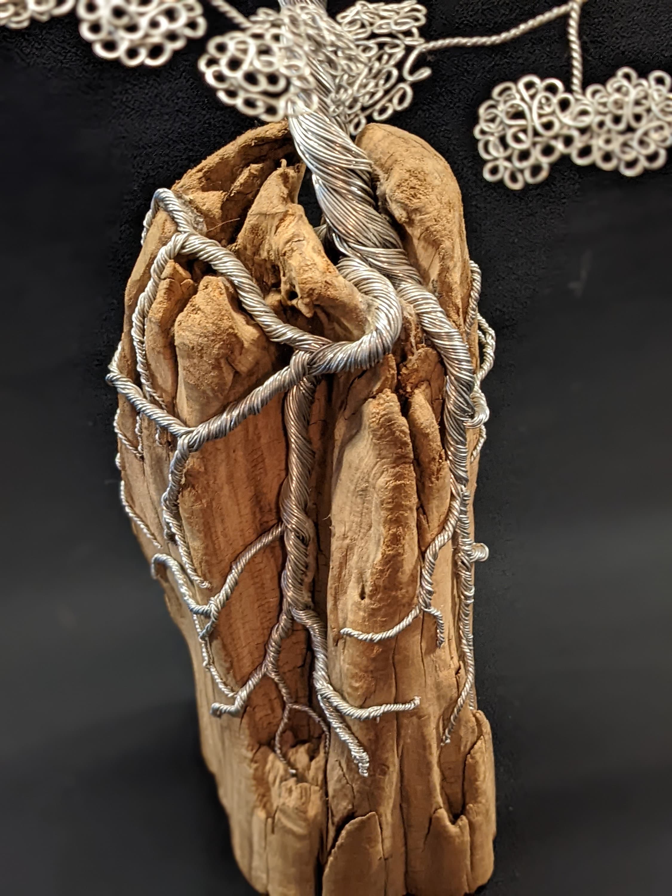 Large Silver Wire Tree on Driftwood Stand - Etsy