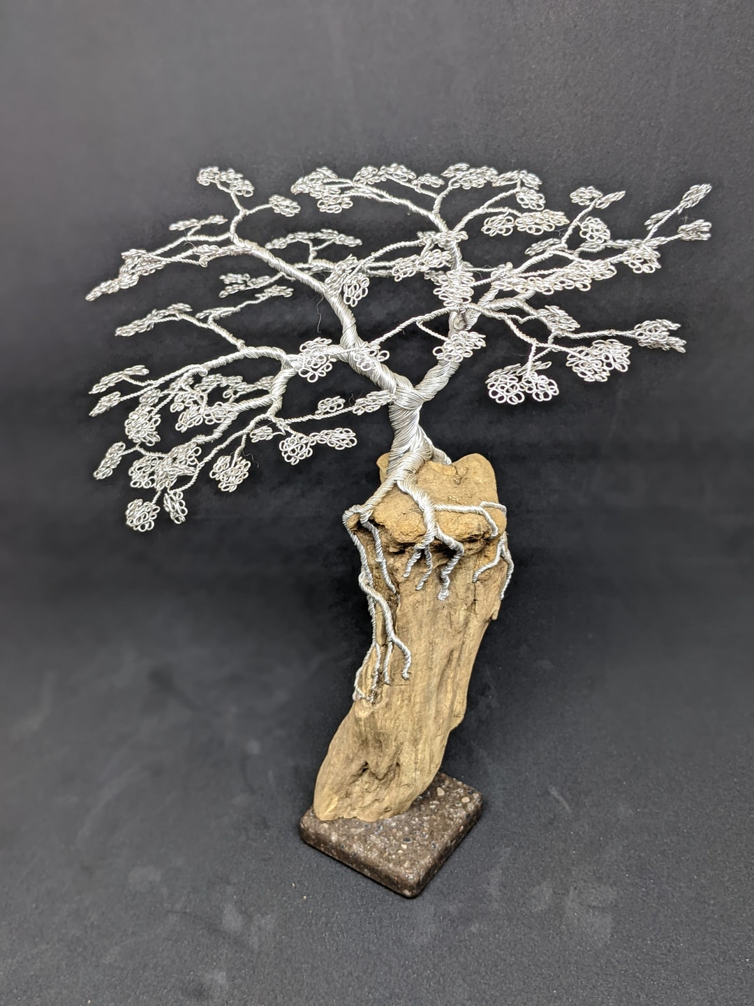 Silver Wire Tree on Driftwood Stand - Etsy