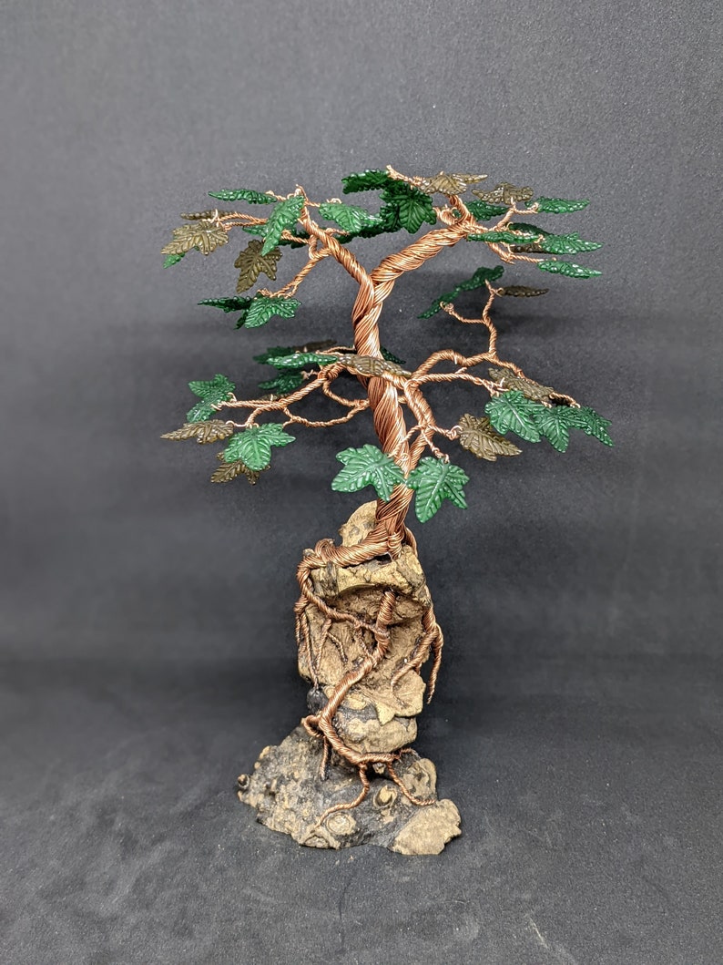 Copper Wire Tree With Green Leaves on Root - Etsy