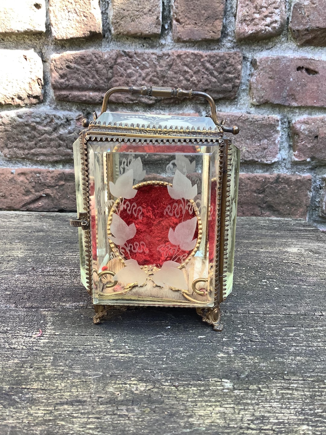 Antique French Glass Jewellery or Watch Box, With Copper Frame and ...