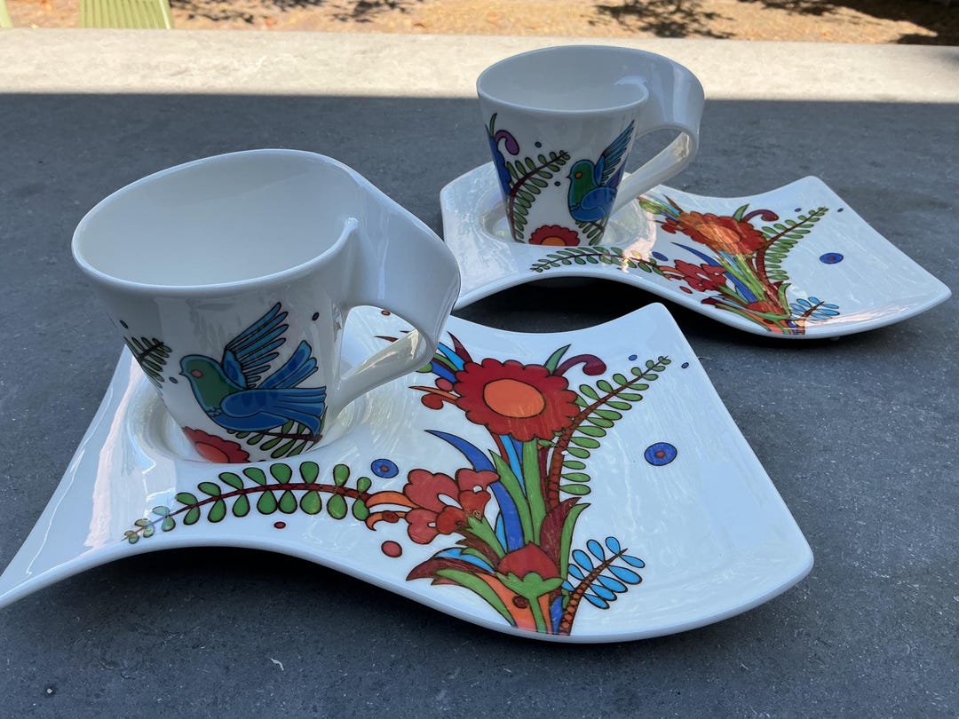 Villeroy & Boch New Wave, Acapulco, Set of 2 Cups and Plates. - Etsy UK