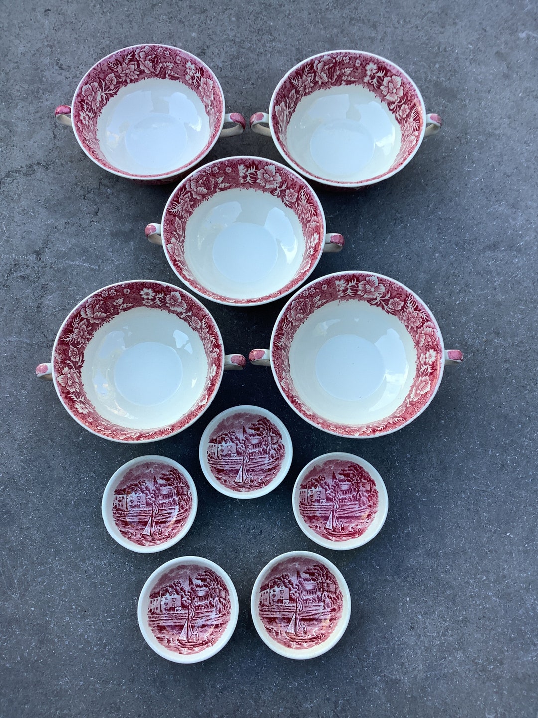 Palissy Pottery Thames River Scenes Set of 5 Soup Cups and 5 Bowls. - Etsy