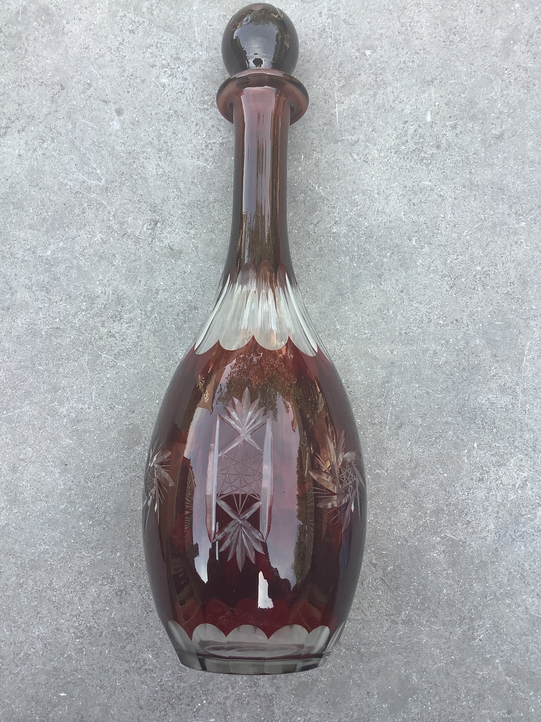 Ruby Red Cut Crystal Decanter With Cap. - Etsy