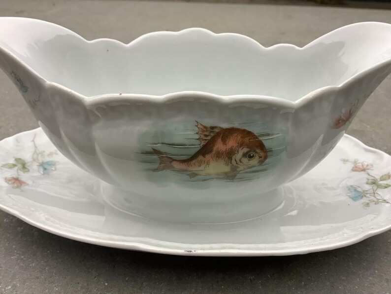 Limoges Fish Tableware Set of 3 Plates and Sauce Boat. - Etsy