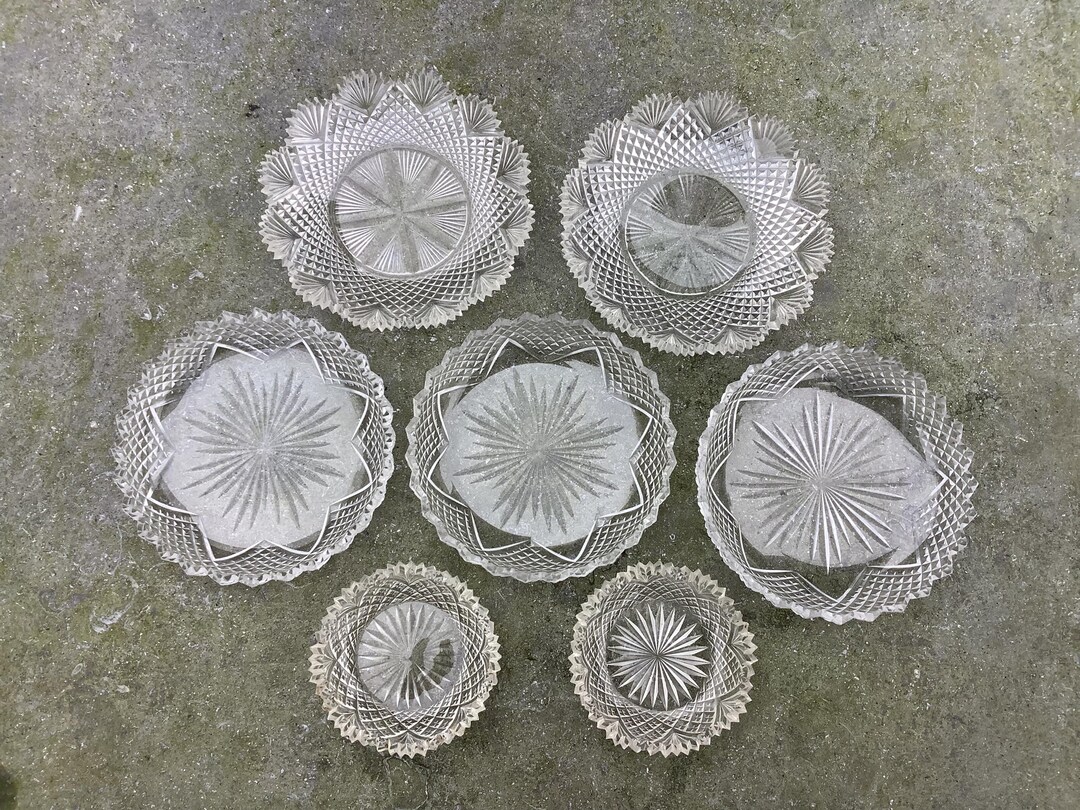 Cut Crystal Bowls, Set of 7 Pieces. Vintage. - Etsy