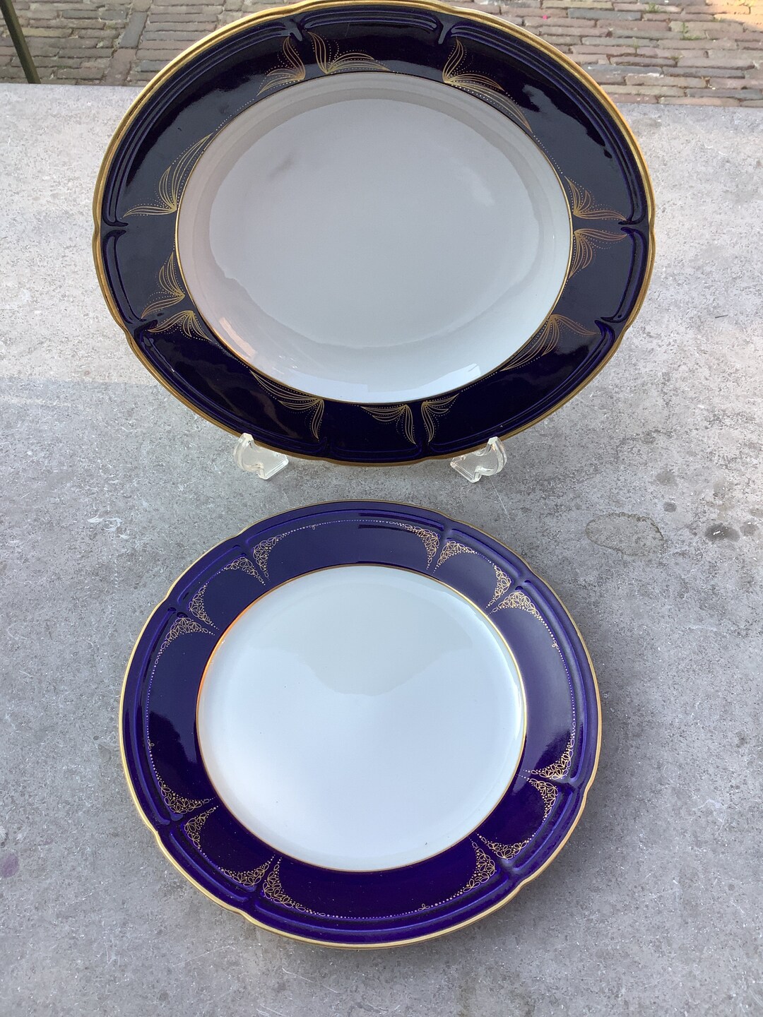Weimar Echt Weimar Kobalt Set of Dinner Plate and Large Bowl. - Etsy