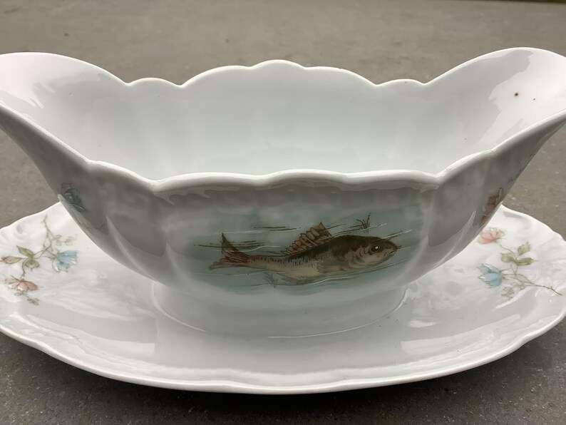 Limoges Fish Tableware Set of 3 Plates and Sauce Boat. - Etsy
