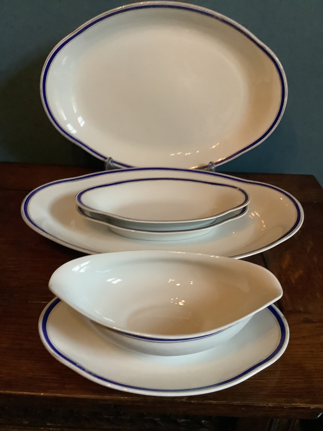 Limoges Unique White Blue Gold Set of 5 Serving Dishes. - Etsy