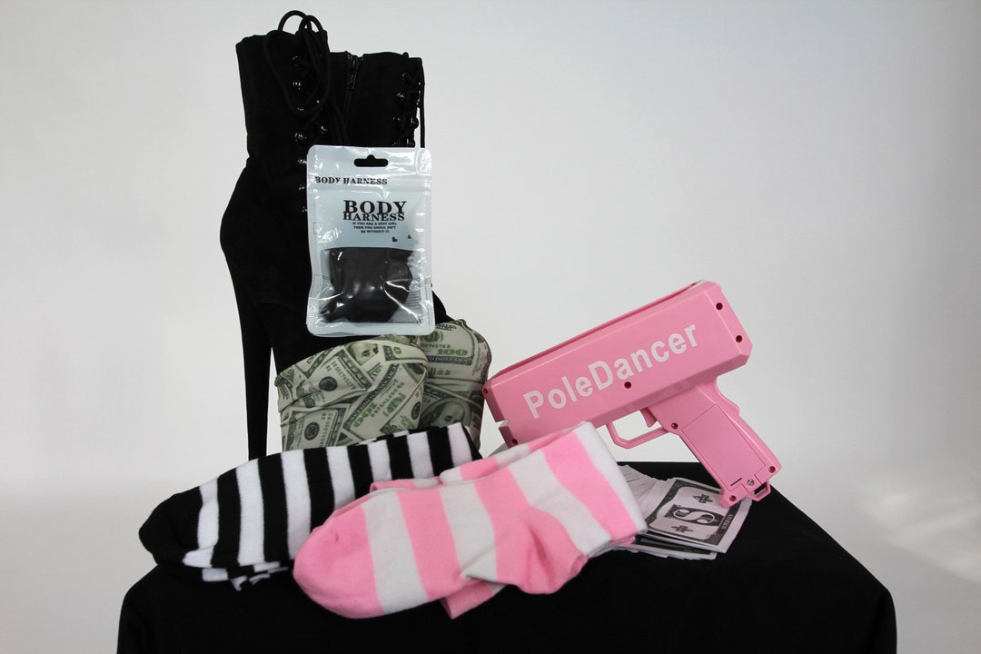 Pole Dance Money Gun Pink Pole Dancer Money Gun Cash Canon Pink Money ...