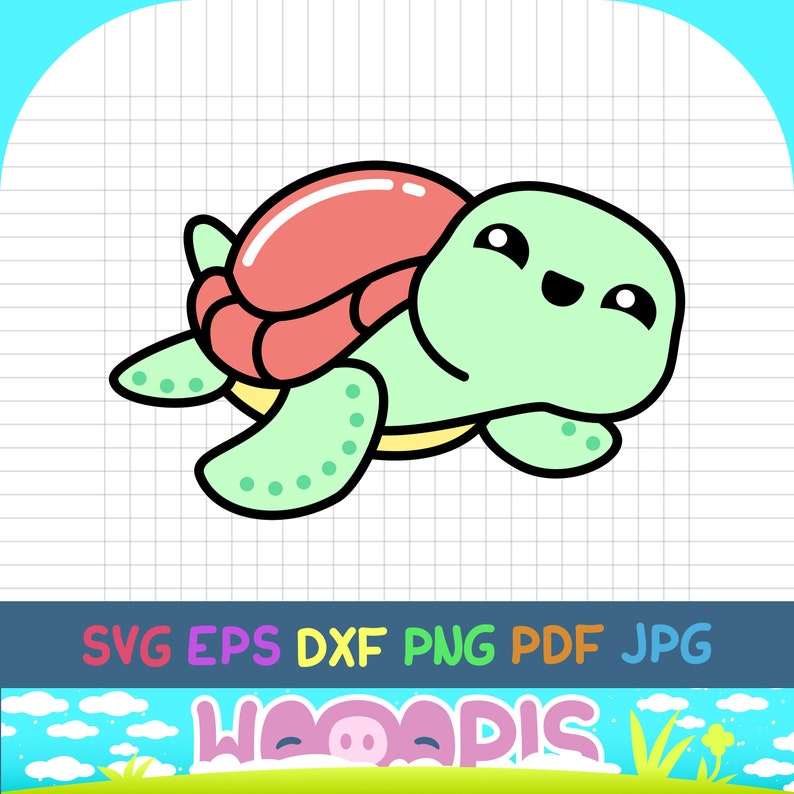 Happy Turtle Kawaii Sea Animal Cutting SVG File Including Layers Easy ...