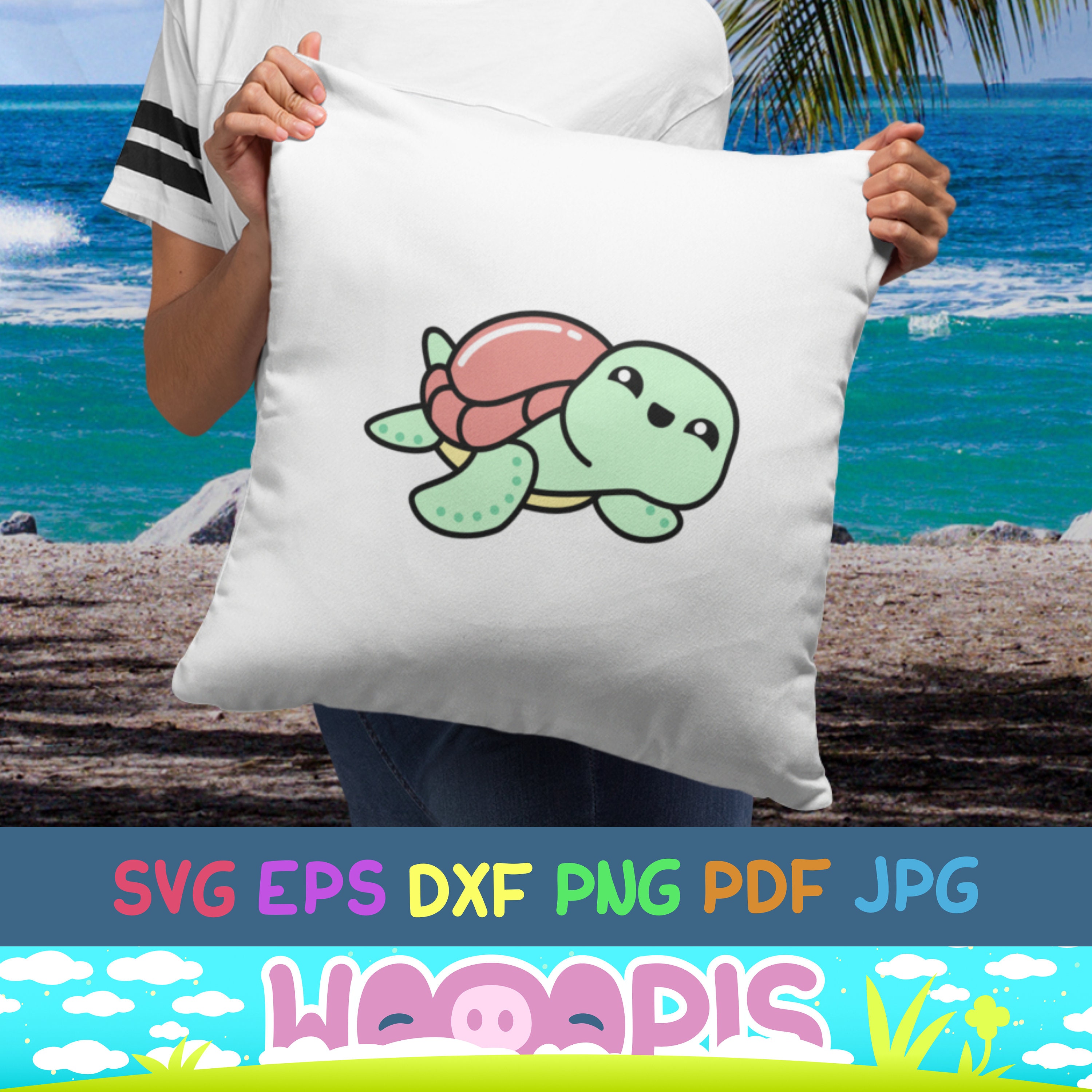 Happy Turtle Kawaii Sea Animal Cutting SVG File Including Layers Easy ...