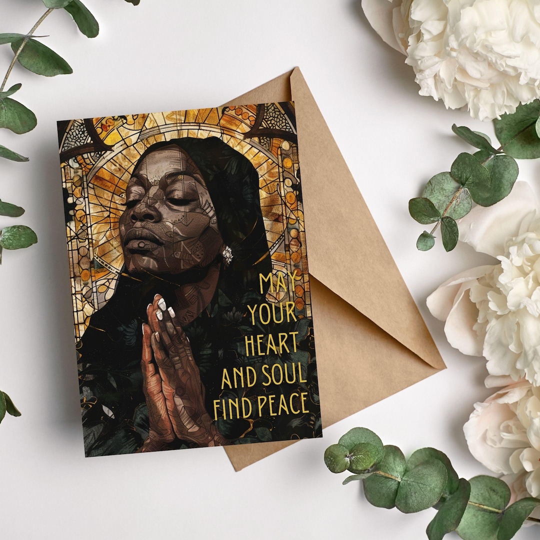 Unique Sympathy Card for Loss, Black Woman Praying, Unique Condolence ...