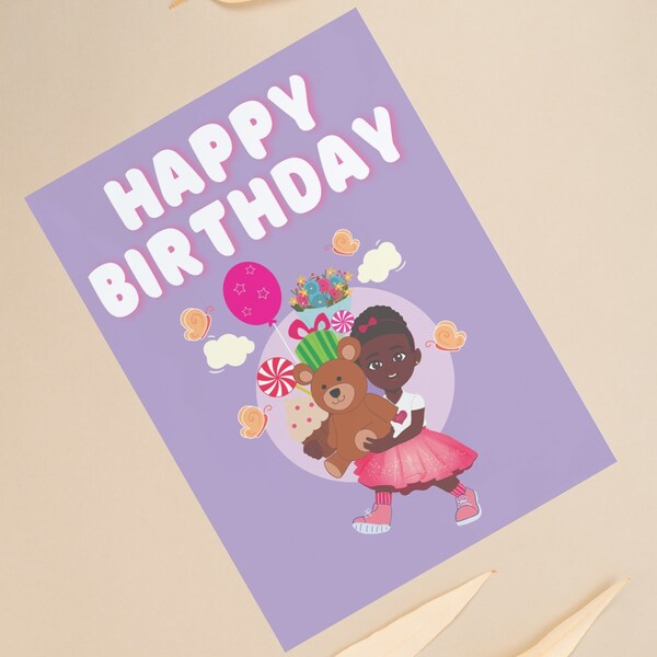 Little Black Girl Happy Birthday Card - Etsy