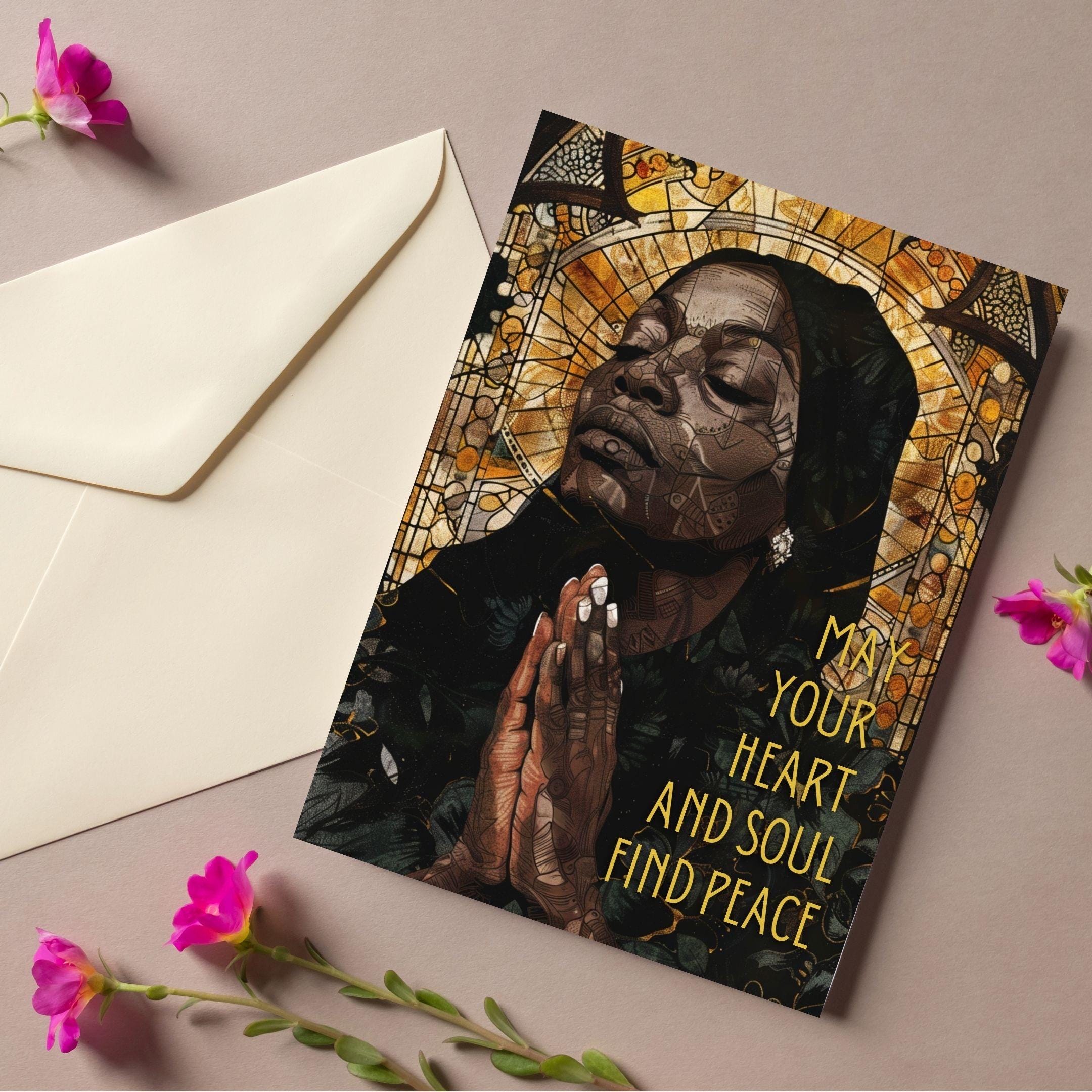 Unique Sympathy Card for Loss, Black Woman Praying, Unique Condolence ...