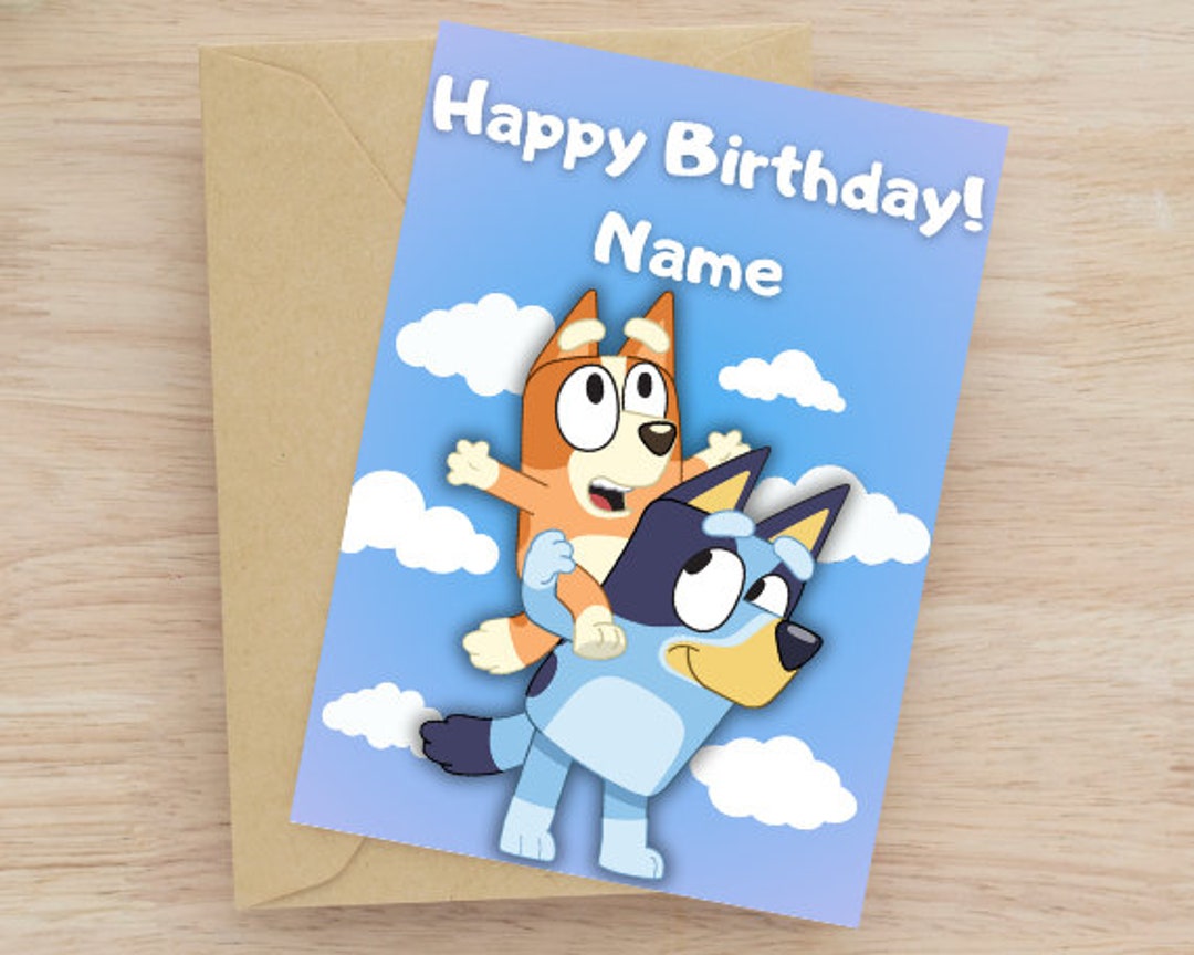 Printable Blue Dog Birthday Card Digital Download - Etsy Australia