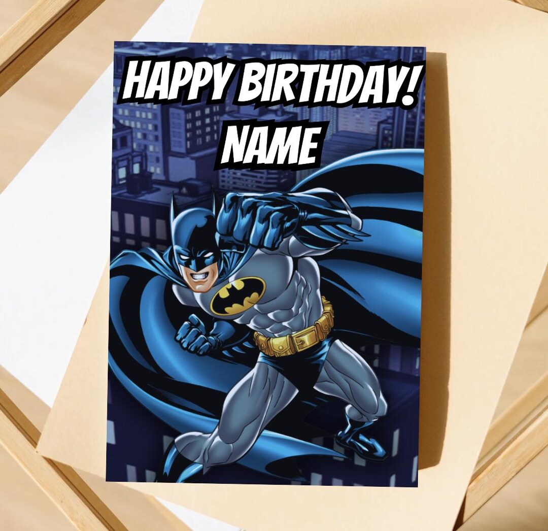Printable Bat-man Custom Birthday Card Digital Download - Etsy