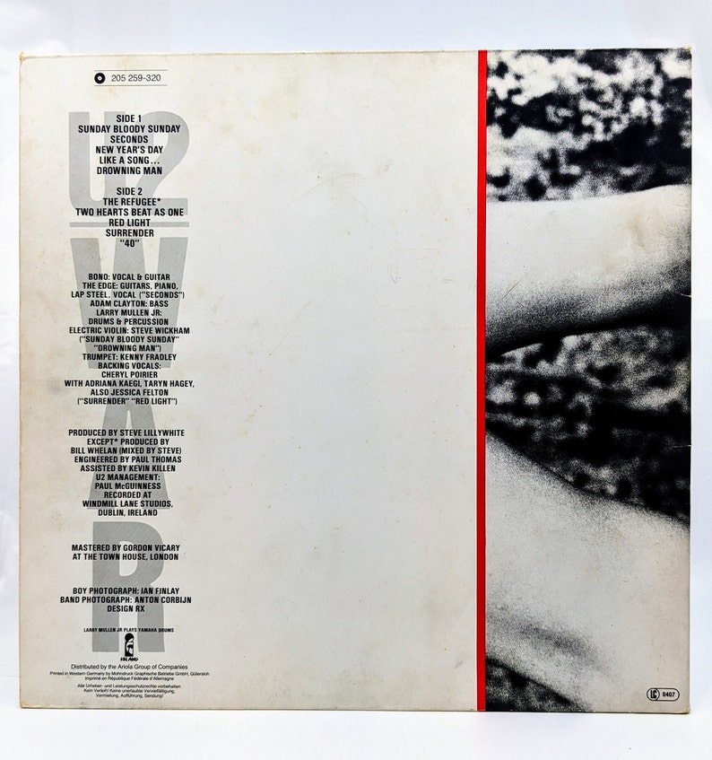 U2: War (1983) Vinyl Record - Rare German First Pressing - Textured ...