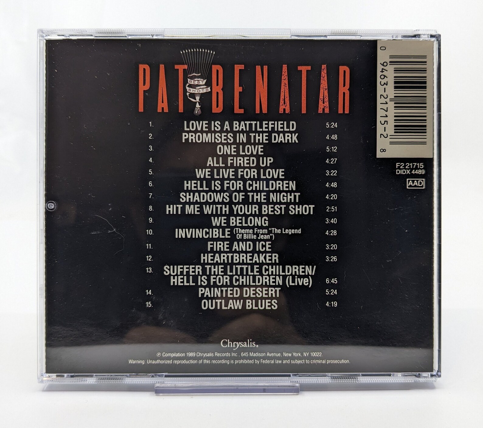 Pat Benatar: Best Shots (1989) CD - 80's Classic Rock - U.S. First ...