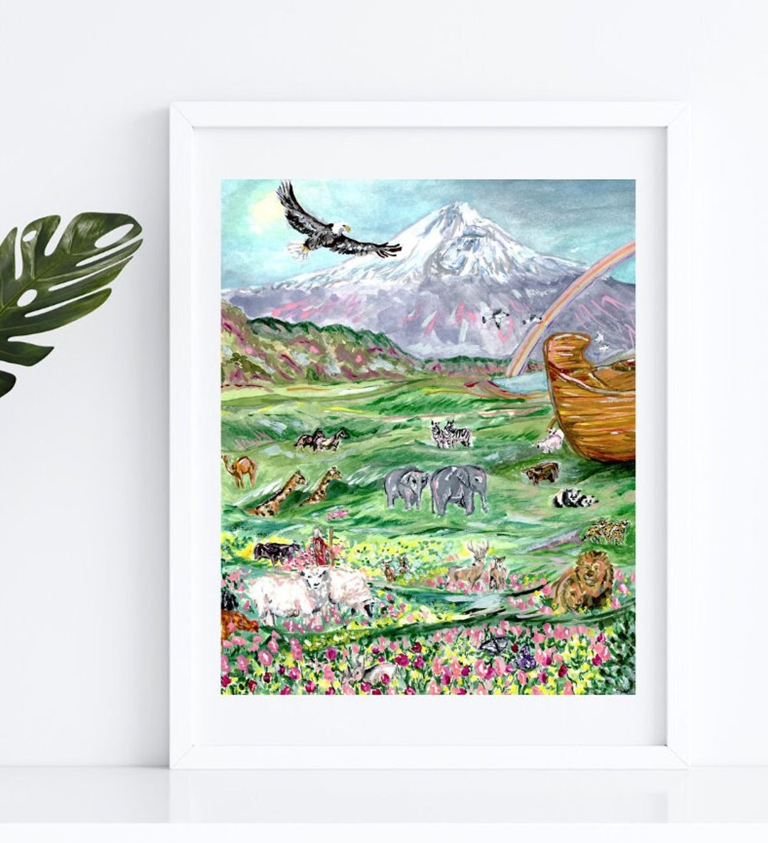 Noah's Ark, Nursery Art, Religious Artwork, Christian Art, Baby Decor ...