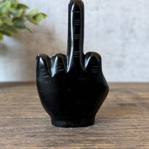 Black Obsidian Middle Finger Carving | Protection Crystal | Bold ...