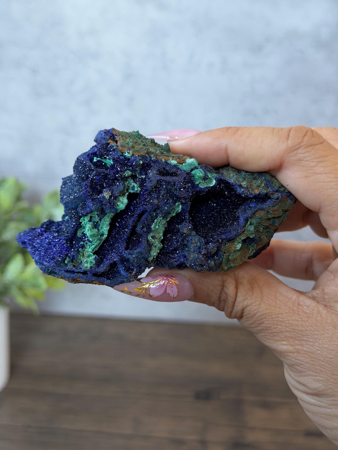 Azurite With Malachite Specimen – Deep Blue Druzy Crystal – Raw Azurite ...