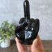 Black Obsidian Middle Finger Carving | Protection Crystal | Bold ...