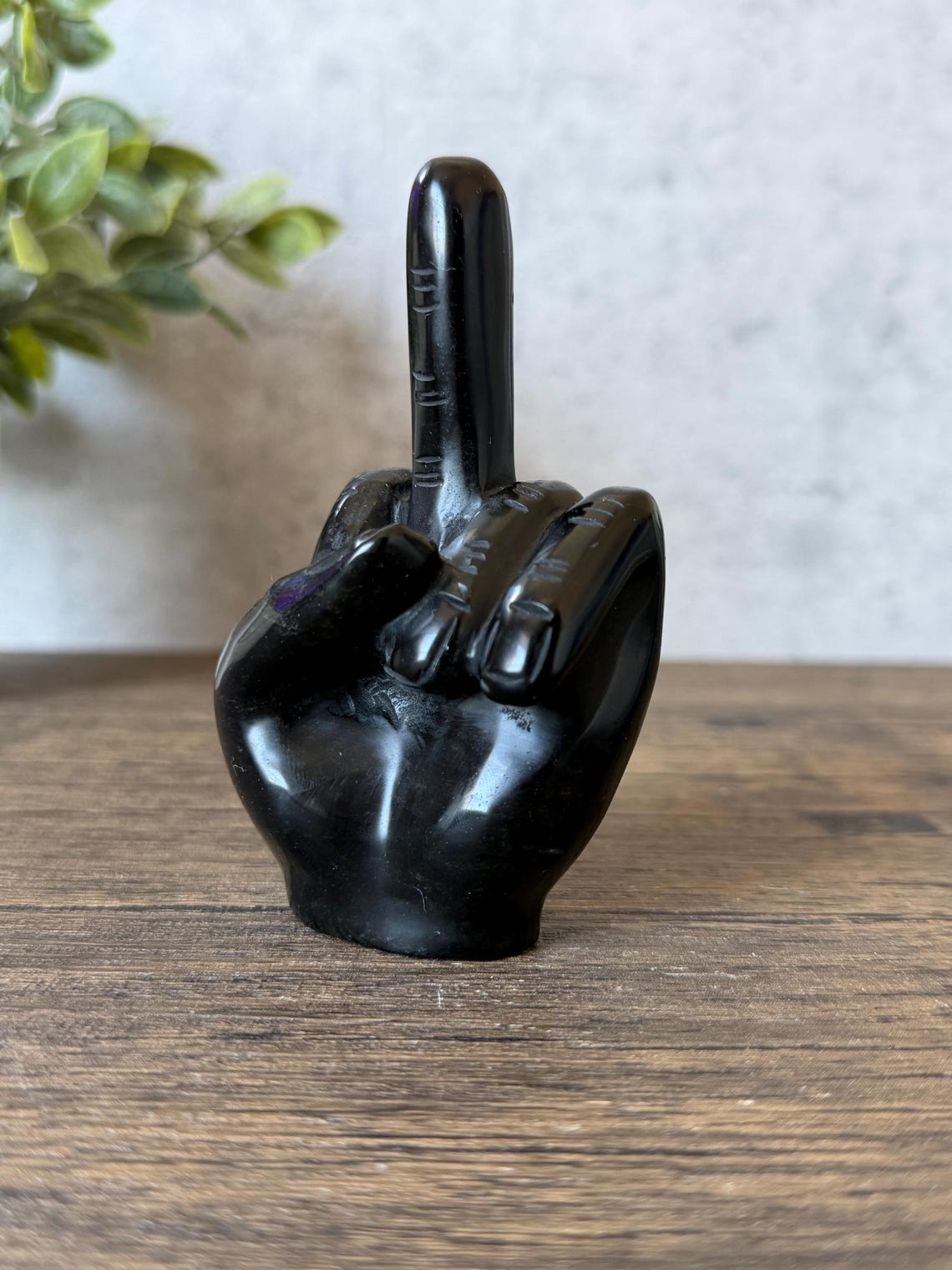 Black Obsidian Middle Finger | Polished Crystal Carving, Statement ...