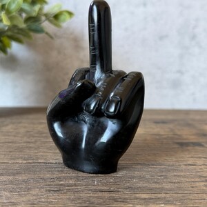 Black Obsidian Middle Finger | Polished Crystal Carving, Statement ...
