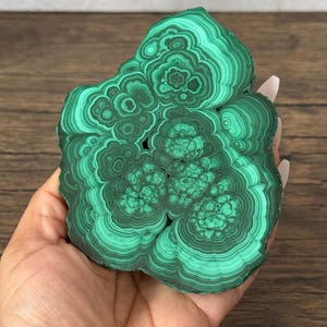 Natural Malachite Slab With Plastic Stand - Vibrant Green Swirls for ...